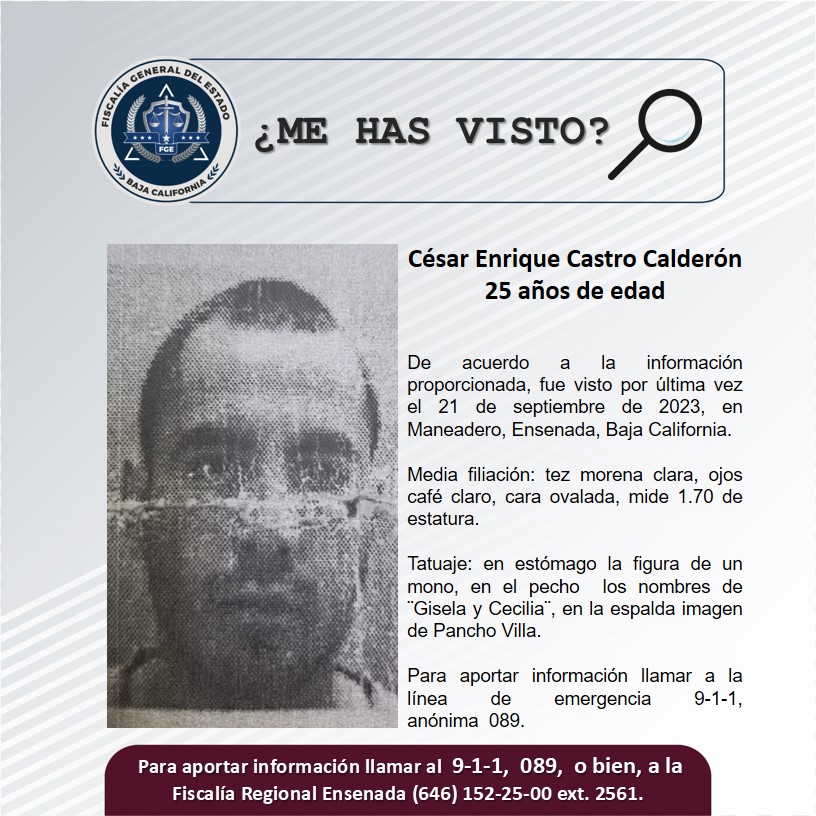 Buscan a César Enrique Castro, de 25 años, en Ensenada | Síntesis TV