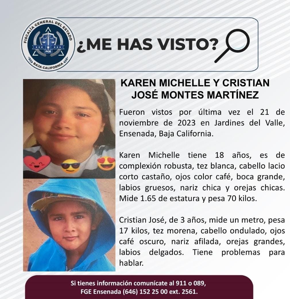 Buscan a Karen Michelle Montes y Cristian José Montes en Ensenada ...