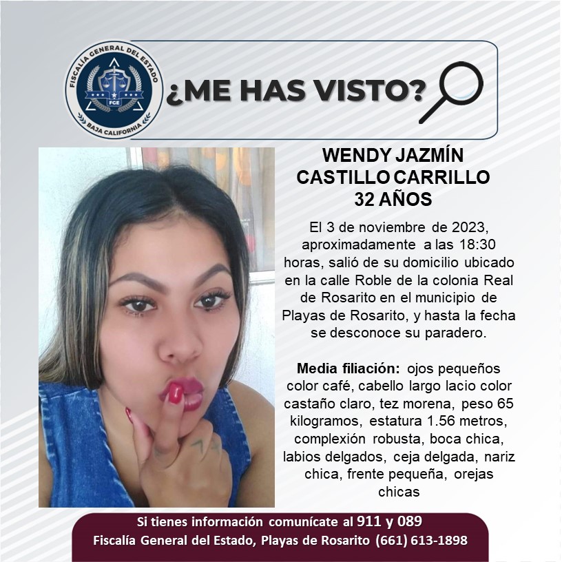 Buscan a Wendy Jazmín Castillo, de 32 años, en Rosarito | Síntesis TV