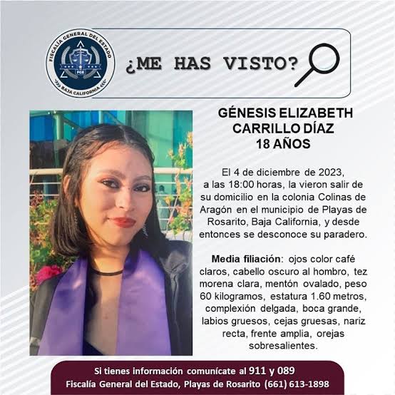 Buscan a Génesis Elizabeth Carrillo, de 18 años, en Rosarito | Síntesis TV
