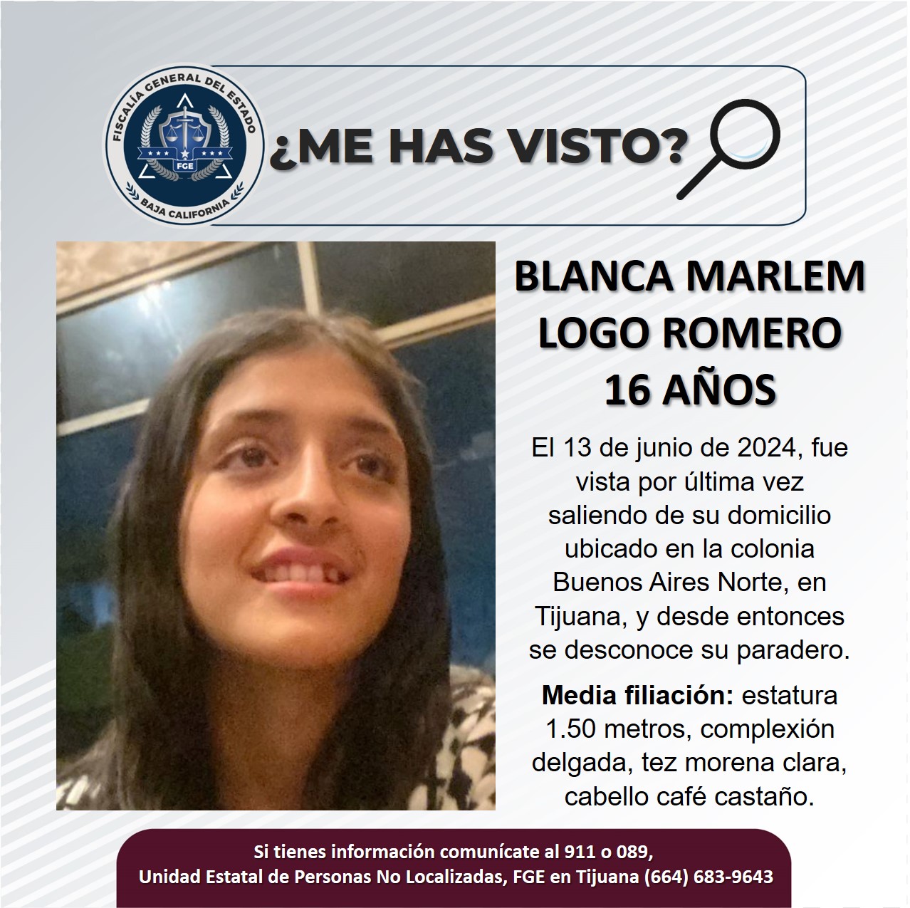 Buscan a Blanca Marlem Logo, de 16 años, en Tijuana | Síntesis TV